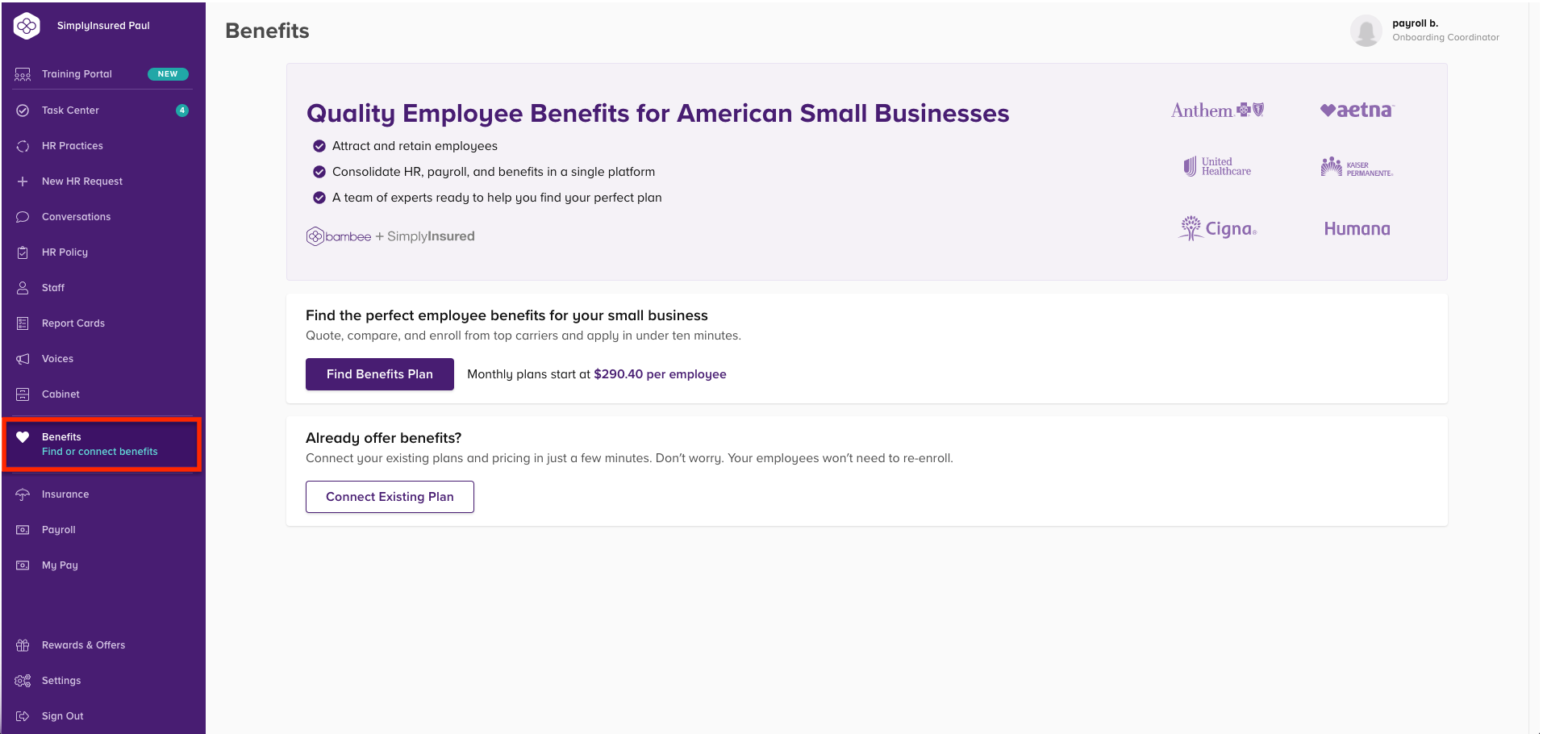 How to apply for a small group health insurance plan through Bambee?